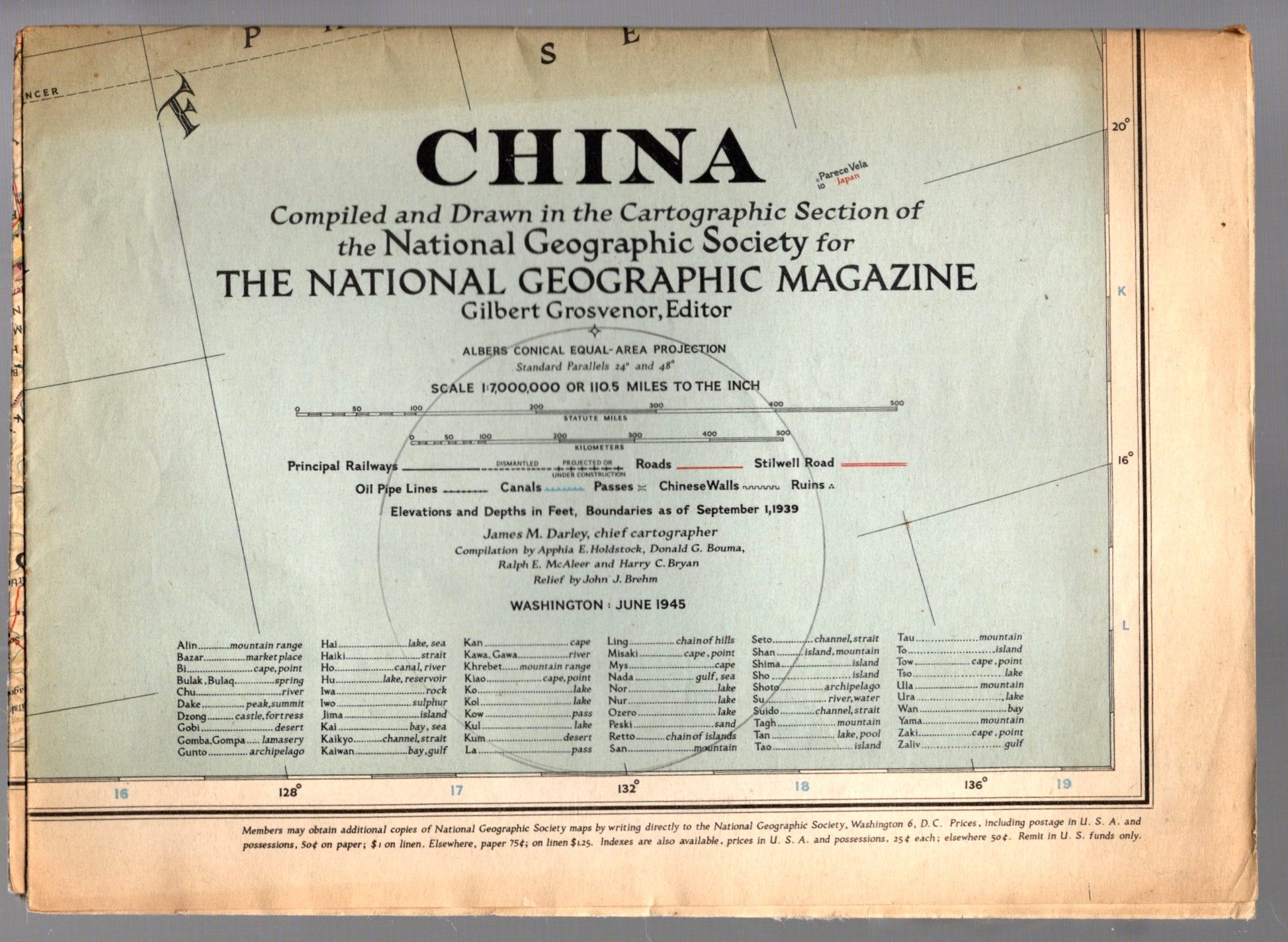 China : National Geographic Map, Atlas Plate 50, November 1964